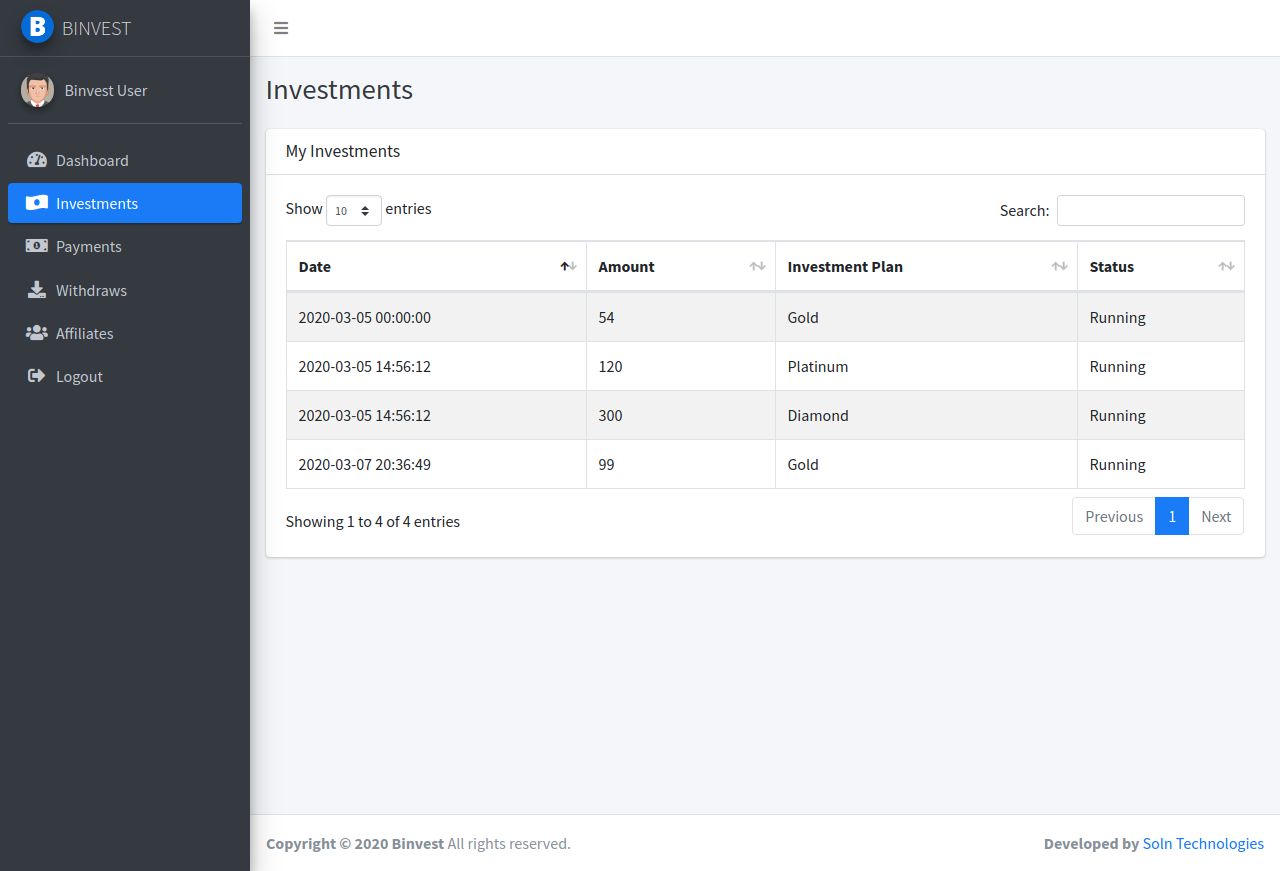 Binvest - Bitcoin Investment Platform