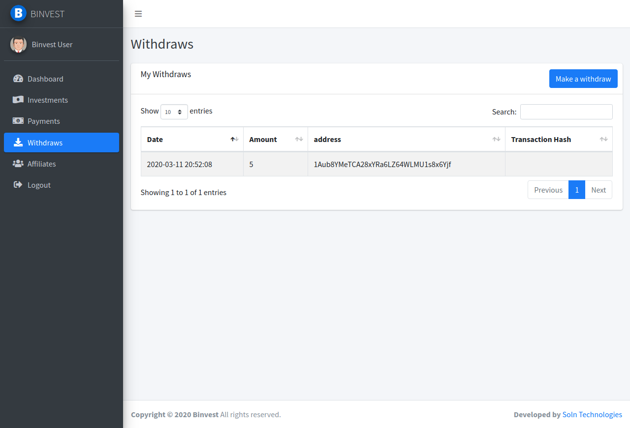 Binvest - Bitcoin Investment Platform