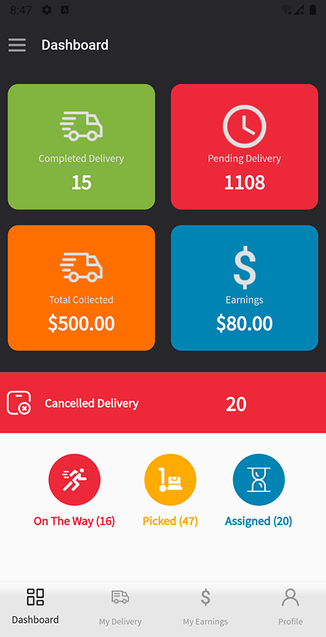 Active eCommerce Delivery Boy Flutter App