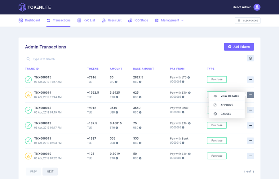 TokenLite - ICO / STO Token Sale Management Dashboard - ICO Admin Script